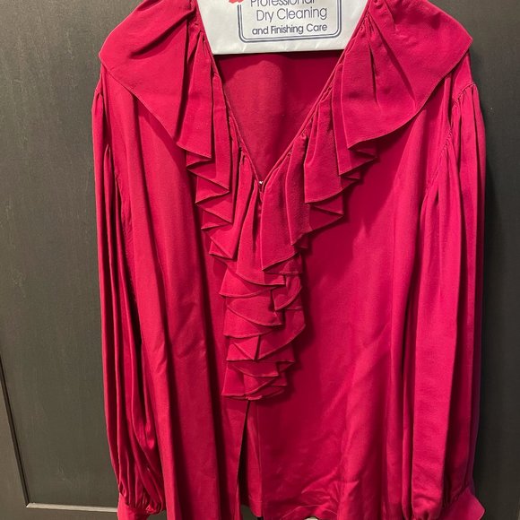 Lew Magram Collection | Tops | Gorgeous Festive Red 0 Romanic Ruffly ...